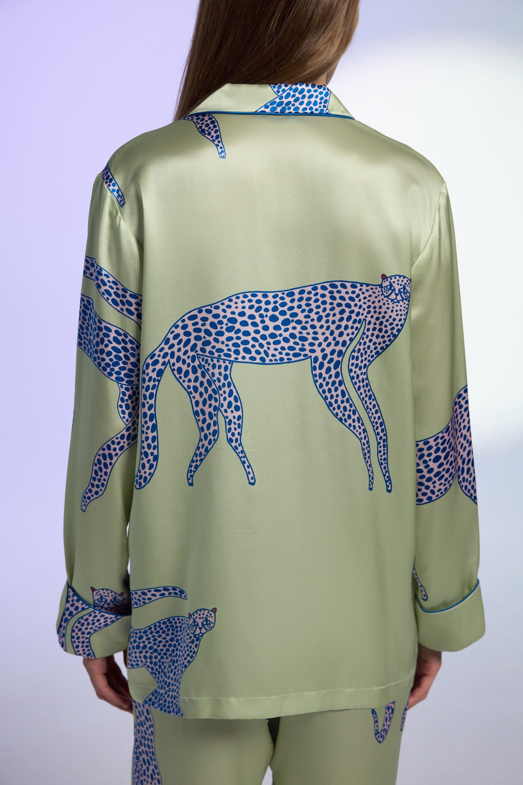 Green Printed Long Pajama Set - polabrand.com