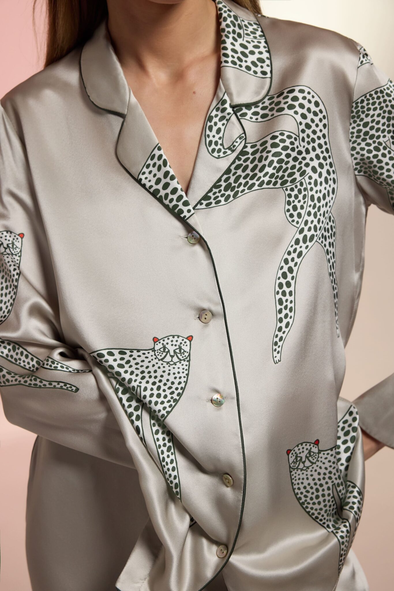 Grey Long Printed Pajama Set - polabrand.com